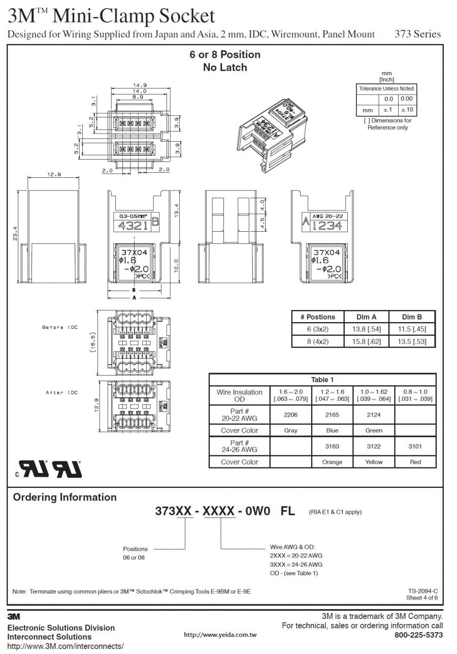 3M™ Mini-Clamp Socket, 373 Series Wiremount Socket, Panel Mount (Japan ...