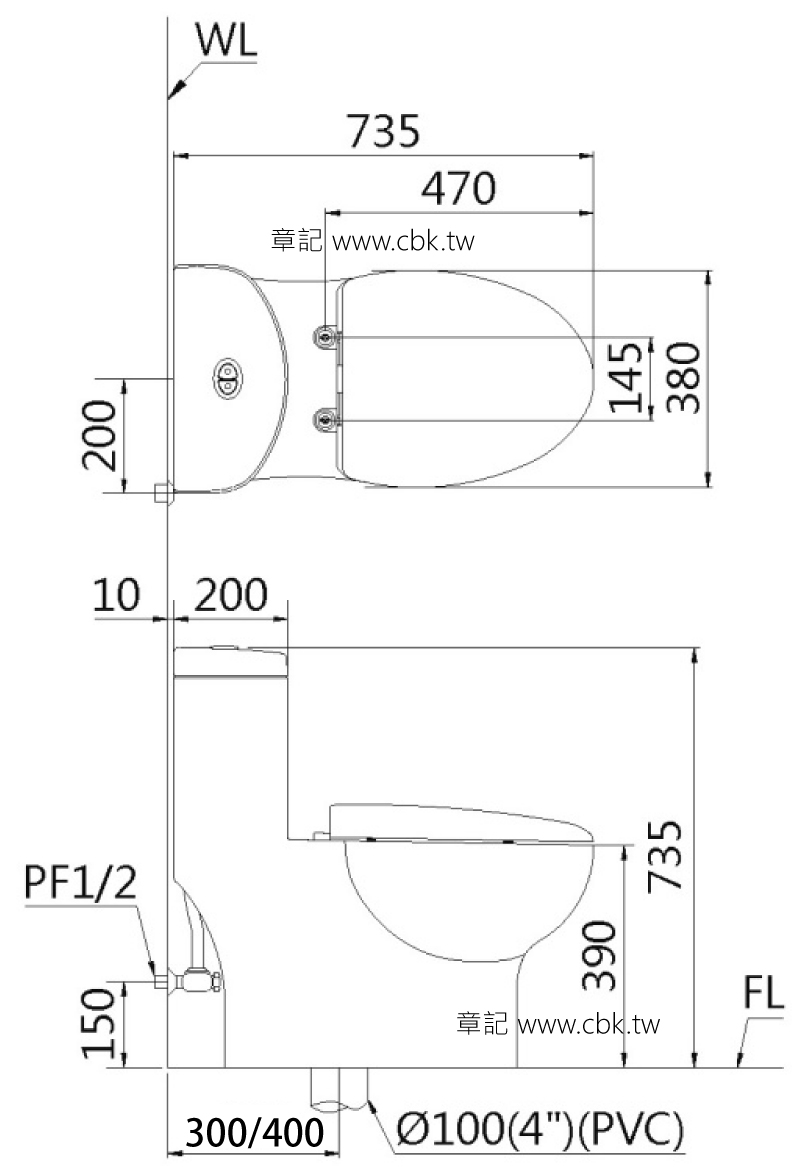 凱撒(CAESAR)二段式省水馬桶 CF1375_CF1475 | KOHLER章記衛廚(CBK)-衛浴廚具