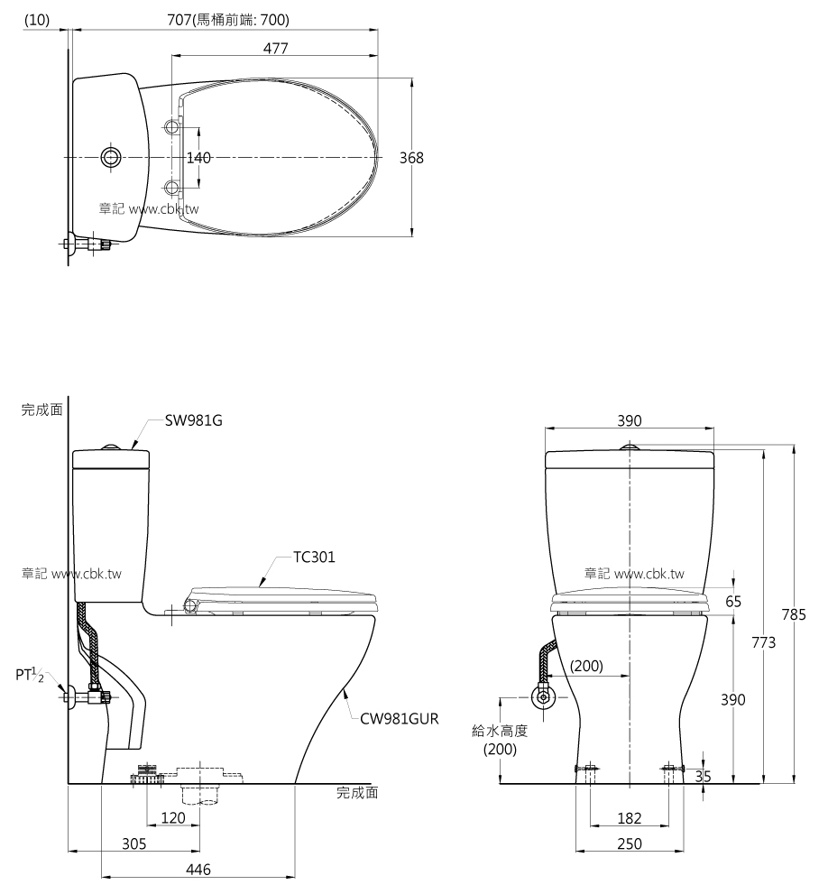 TOTO 分體馬桶 CW981GUR_TC301 | KOHLER章記衛廚(CBK)-衛浴廚具