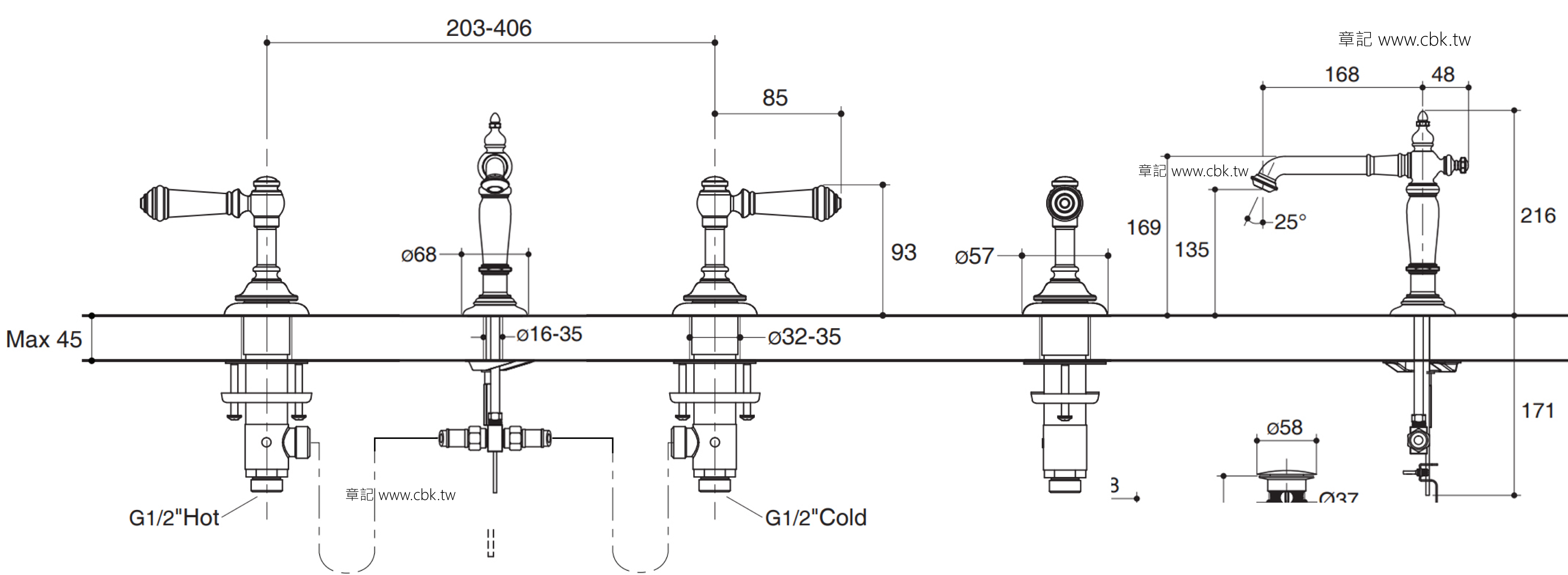 KOHLER Artifacts 三件式臉盆龍頭 K-72760T-BV_K-98068T-4-BV | KOHLER章記衛廚(CBK)-衛浴廚具