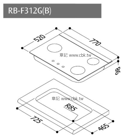 林內牌(Rinnai) LOTUS檯面爐 RB-F312G(B)【送免費標準安裝】 | KOHLER章記衛廚(CBK)-衛浴廚具