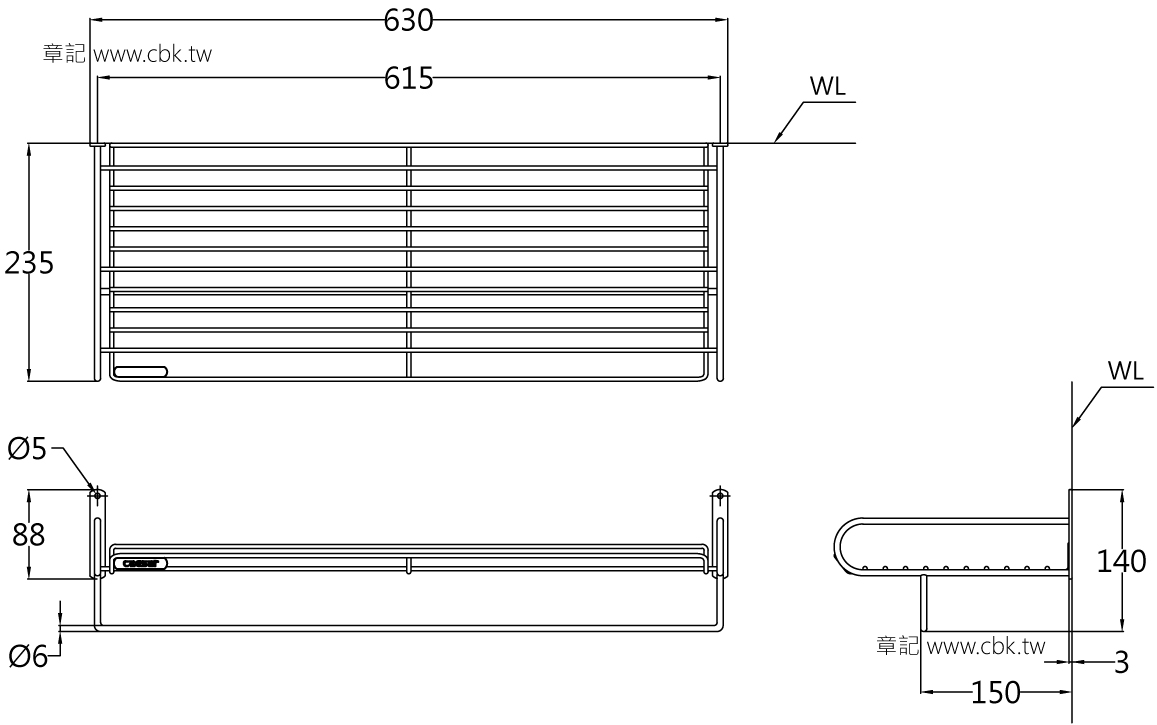凱撒(CAESAR)置物毛巾架 ST834 | KOHLER章記衛廚(CBK)-衛浴廚具