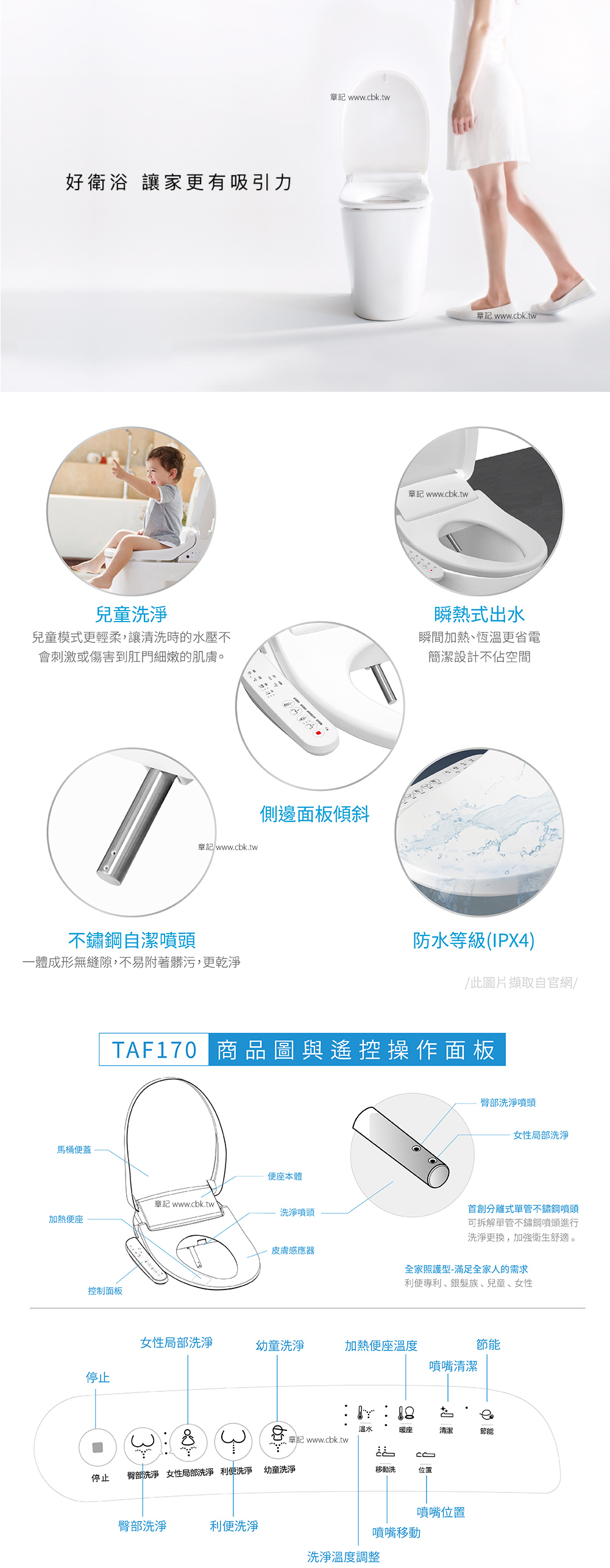 凱撒(CAESAR)逸潔電腦馬桶座 TAF170 | KOHLER章記衛廚(CBK)-衛浴廚具