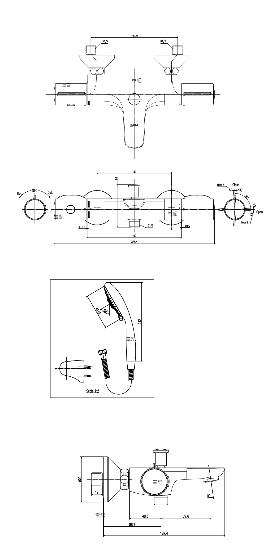 INAX 恆溫沐浴龍頭 BFV-3413T-3C | KOHLER章記衛廚(CBK)-衛浴廚具
