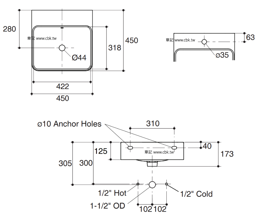 KOHLER Forefront 浴櫃盆組 - Arc系列(45cm) CBK-K-24985K-1KOHLER章記衛廚(CBK)-衛浴廚具