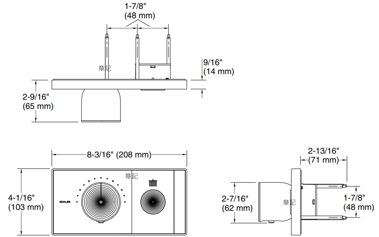 KOHLER Anthem 控制面板(摩登金) K-26345T-9-2MB | KOHLER章記衛廚(CBK)-衛浴廚具