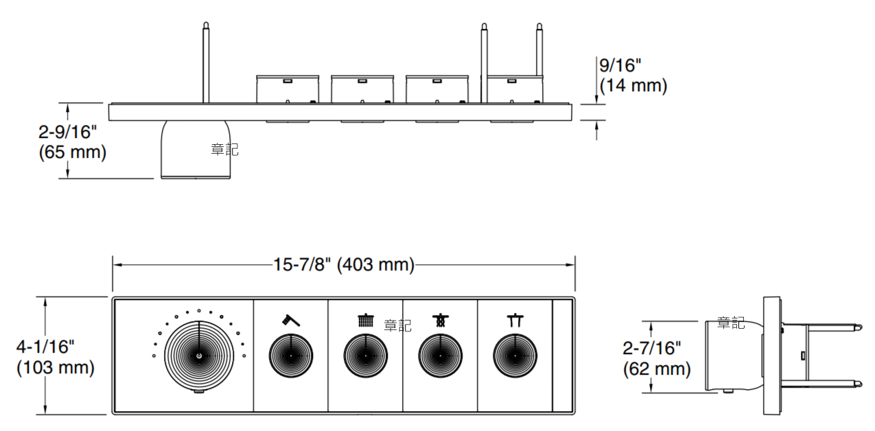 KOHLER Anthem 四路控制面板(摩登金) K-26348T-9-2MB | KOHLER章記衛廚(CBK)-衛浴廚具