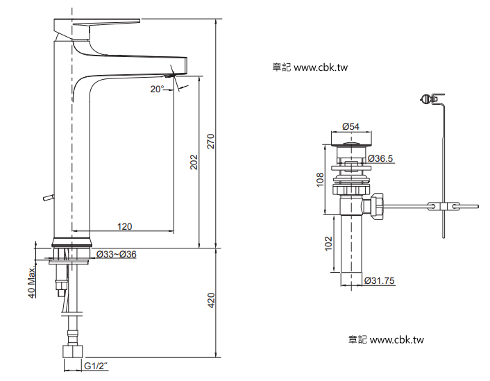 KOHLER Taut 高腳臉盆龍頭(霧黑) K-74026T-4-BL | KOHLER章記衛廚(CBK)-衛浴廚具