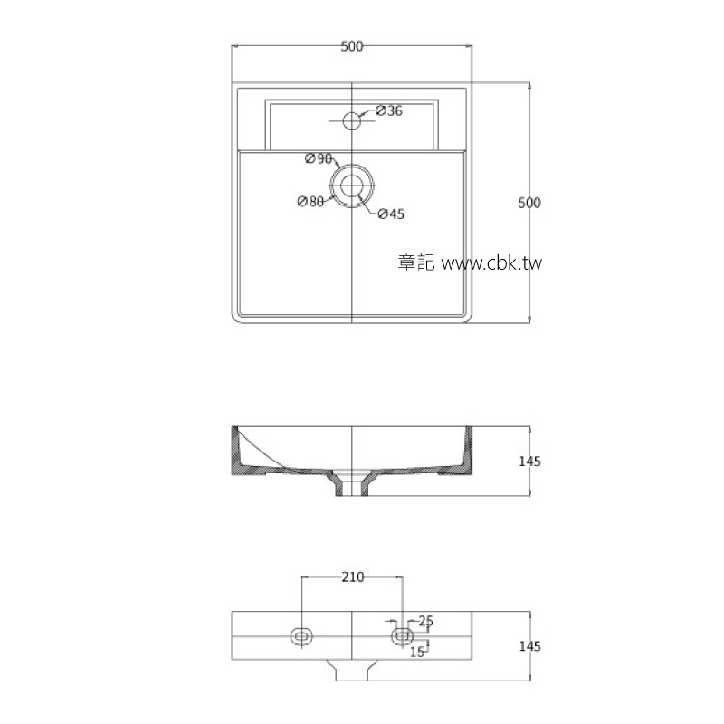 凱撒(CAESAR)檯面盆(50cm) LF5380 | KOHLER章記衛廚(CBK)-衛浴廚具