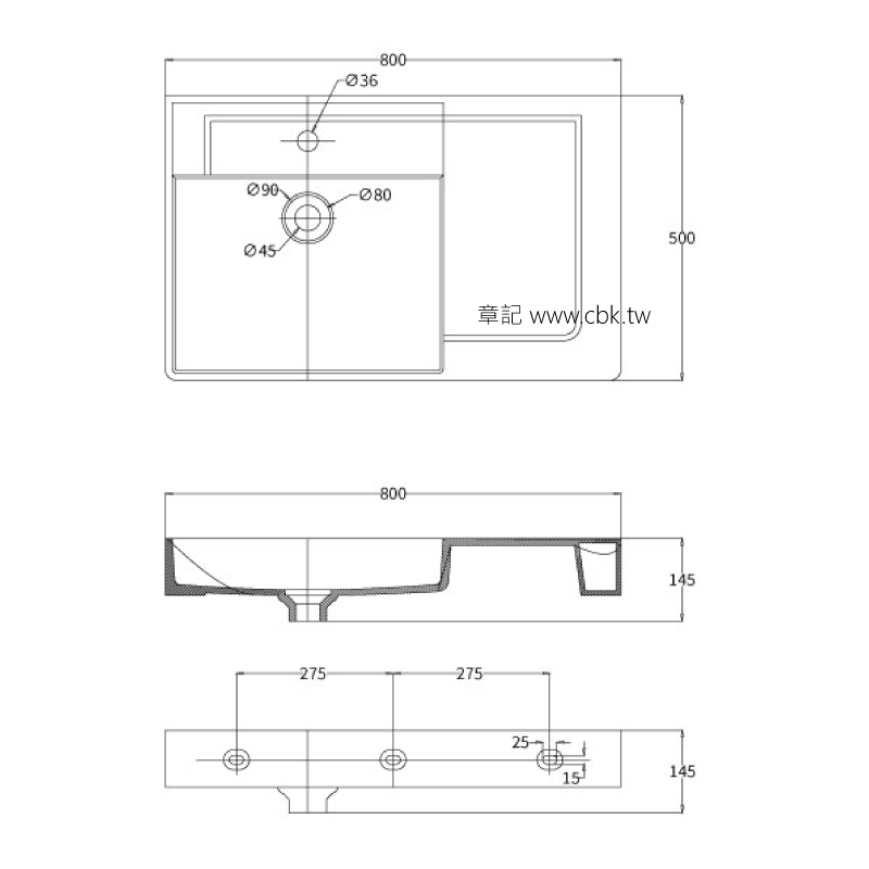 凱撒(CAESAR)檯面盆(80cm) LF5382 | KOHLER章記衛廚(CBK)-衛浴廚具