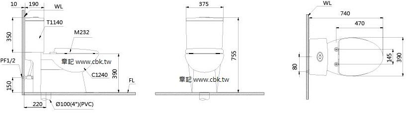 已停產！凱撒(CAESAR)二段式省水馬桶(歐規22cm) CF1240 | KOHLER章記衛廚(CBK)-衛浴廚具