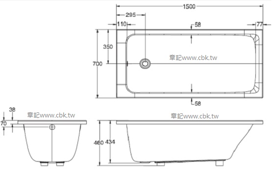 KOHLER Reach 壓克力浴缸(150cm) K-15847T-0 | KOHLER章記衛廚(CBK)-衛浴廚具