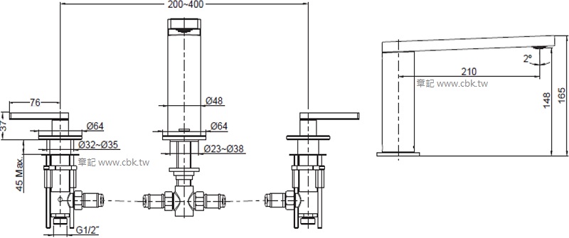 KOHLER Composed 缸上型龍頭 K-73081T-4-CP | KOHLER章記衛廚(CBK)-衛浴廚具