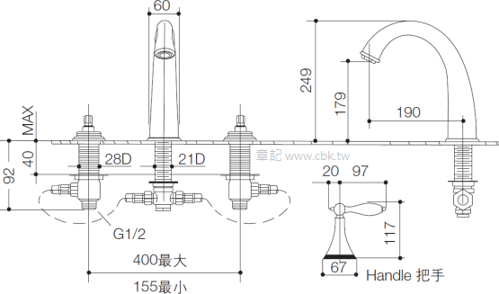 KOHLER Finial 缸上型龍頭 K-8673T-4P-CP | KOHLER章記衛廚(CBK)-衛浴廚具
