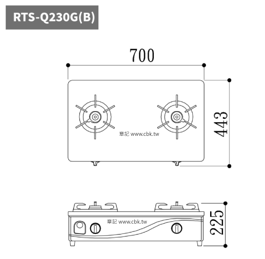 林內牌(Rinnai)台爐式感溫玻璃二口爐 RTS-Q230G(B) 【送免費標準安裝】 | KOHLER章記衛廚(CBK)-衛浴廚具